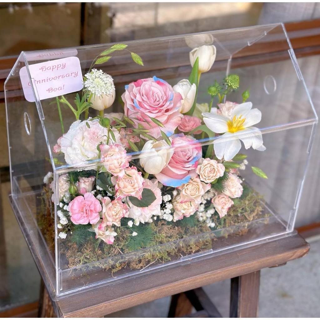 Transparent mica flower arrangement box - House box model (removable ...