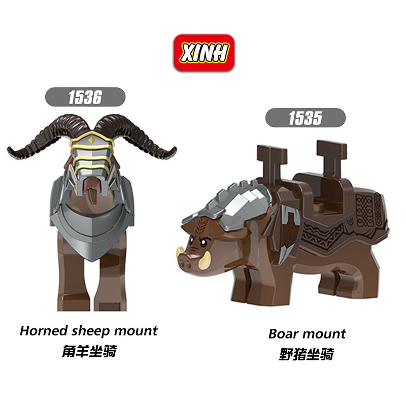 Lord of the Rings minifigures Xinh X1535 Boar mount 1536 Horned sheep ...