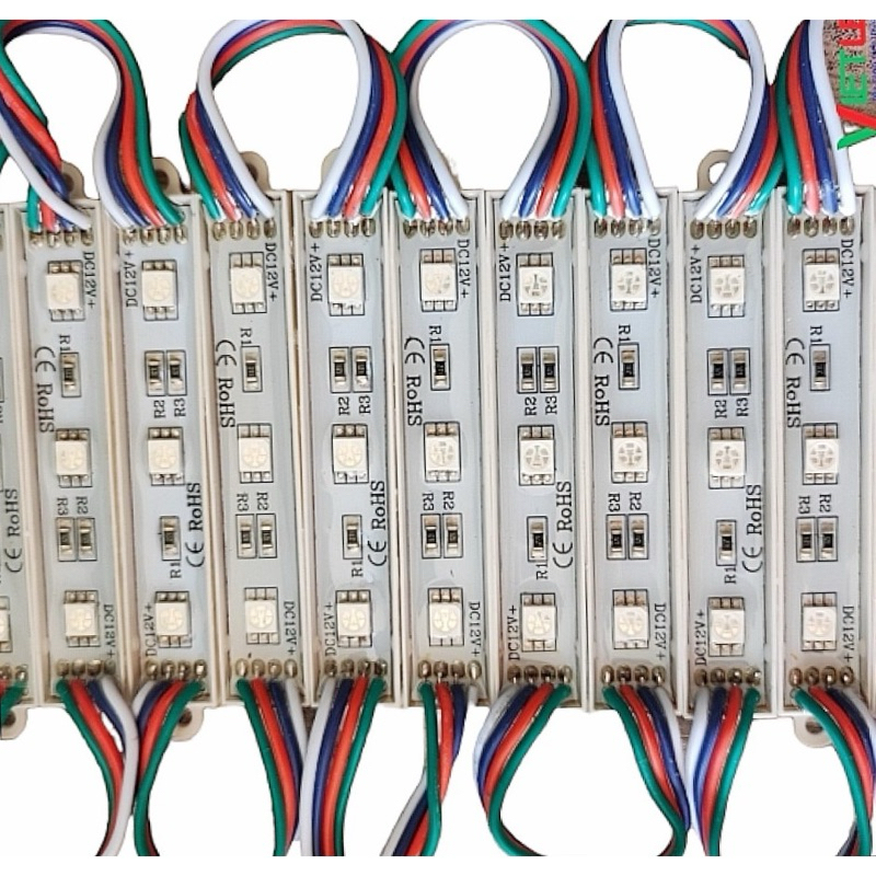 Led blister pack of 20 RGB bars, 7 colors, 12V, size 7512, 5050 eyes ...