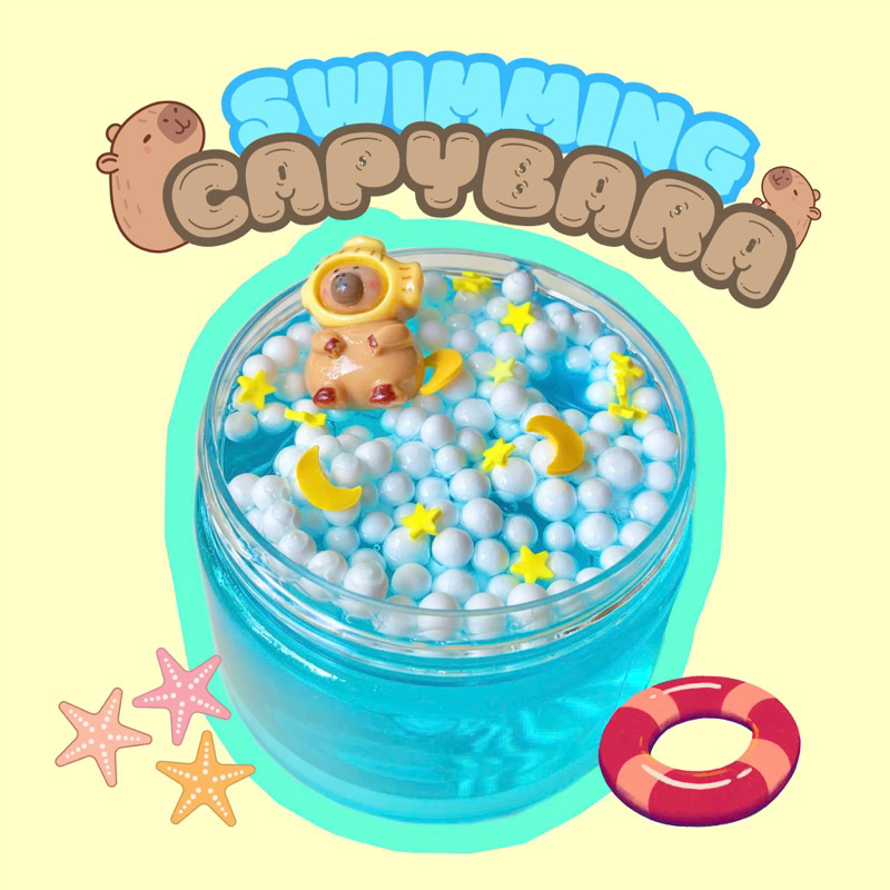 Swimming capybara (Clear slime), slime in capybara guinea pigs, safe ...