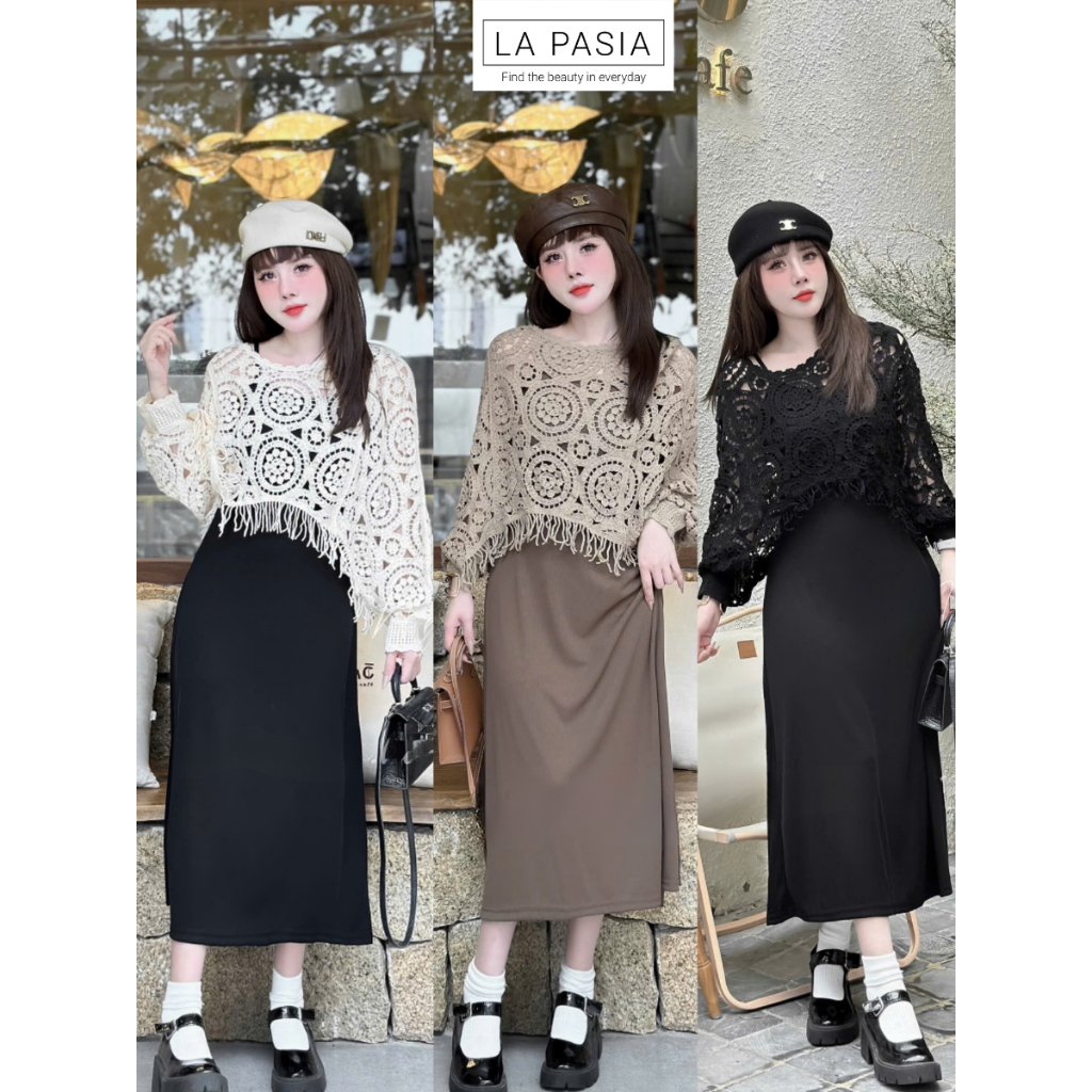 Lapasia LP108 Long 2-Strap Ribbed Wool Skirt Set with Luxurious Mesh ...