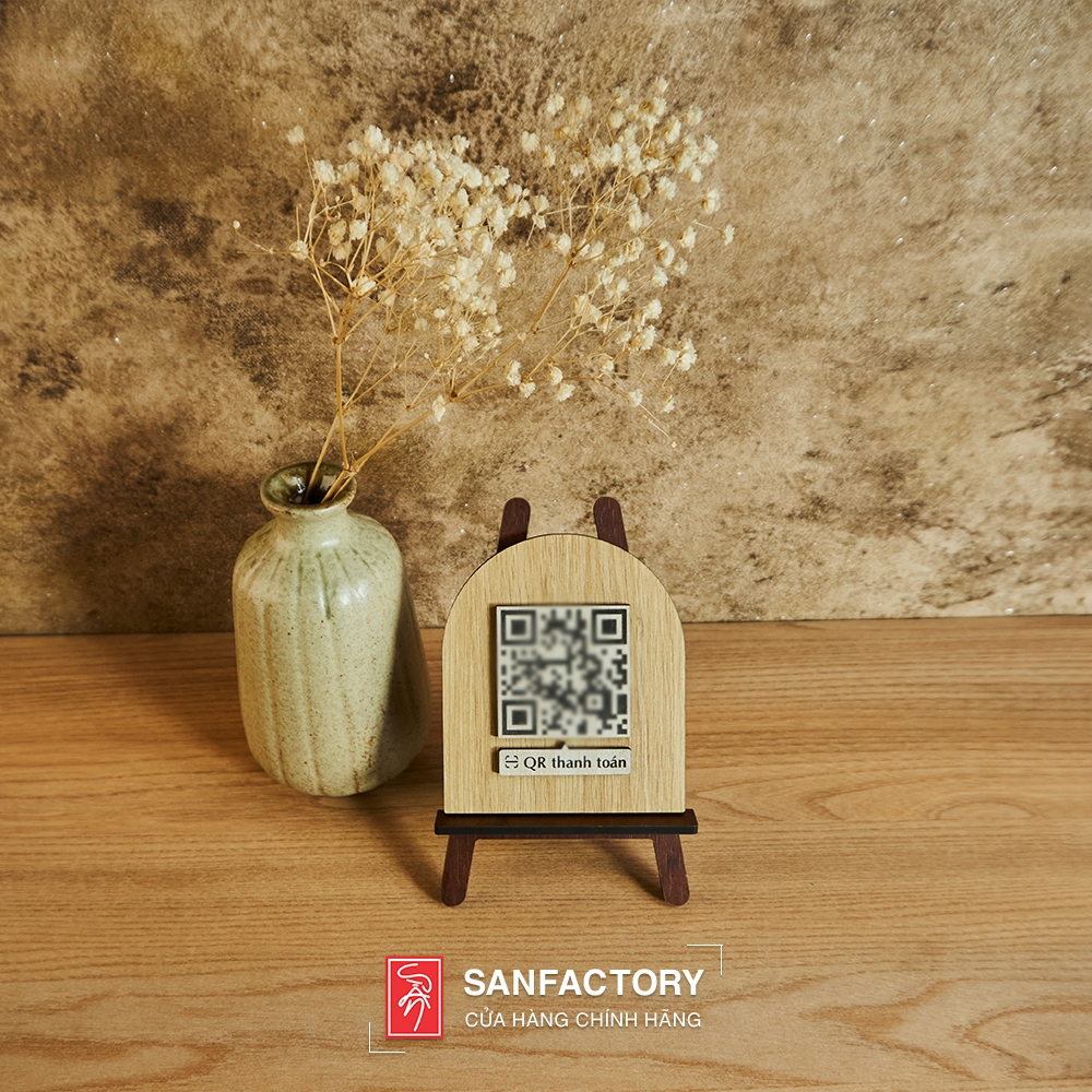 Desktop QR Code board SAN-QR01, laser cut and engraved wood material ...