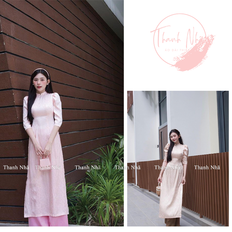 Modern brocade ao dai with two flaps, gentle and elegant puff sleeve ...