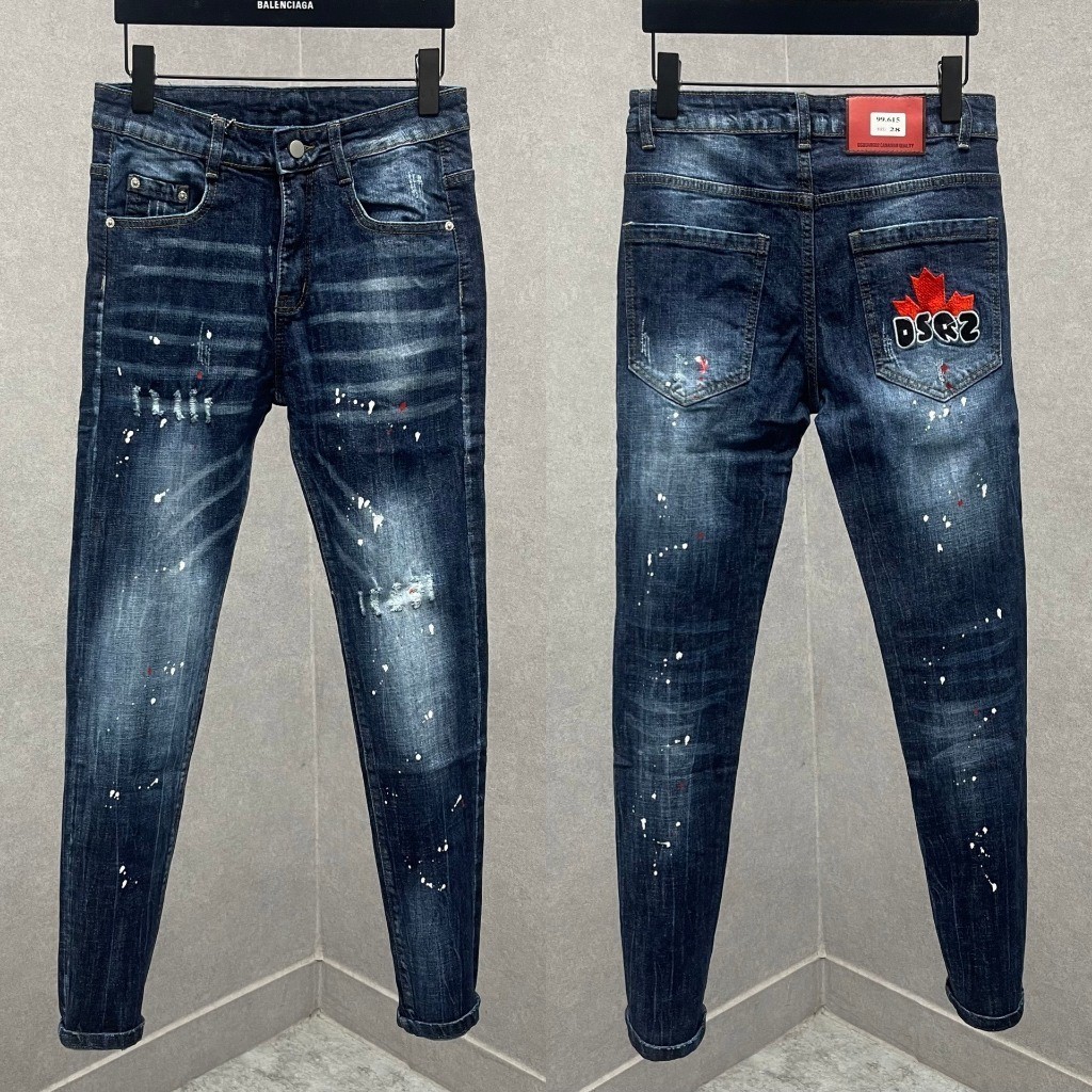 Dsq2 Maple Leaf Jeans DSQ jeans embroidered with Dean letters printed ...