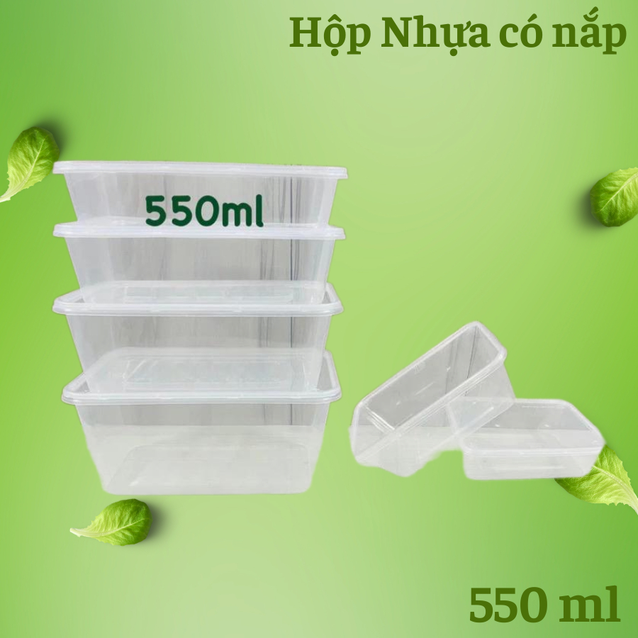 Microwave plastic box with lid for food storage, 550ml transparent ...
