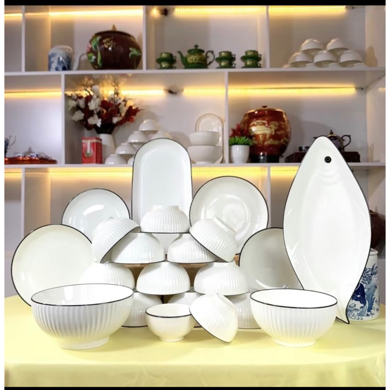 Beautiful 21-piece dinnerware set, comes with 1 super beautiful fish ...