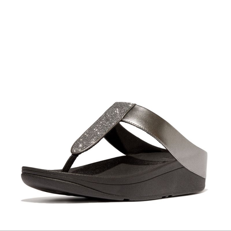 Fitflop Fino Glitterdust Metal Toe Post Pewter | Shopee Philippines