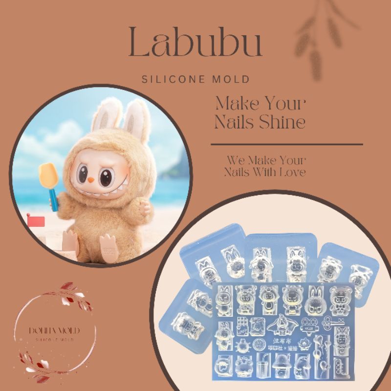 Labubu Rabbit Monster Nail Mold Silicone Resin UV Apply gel Powder ...