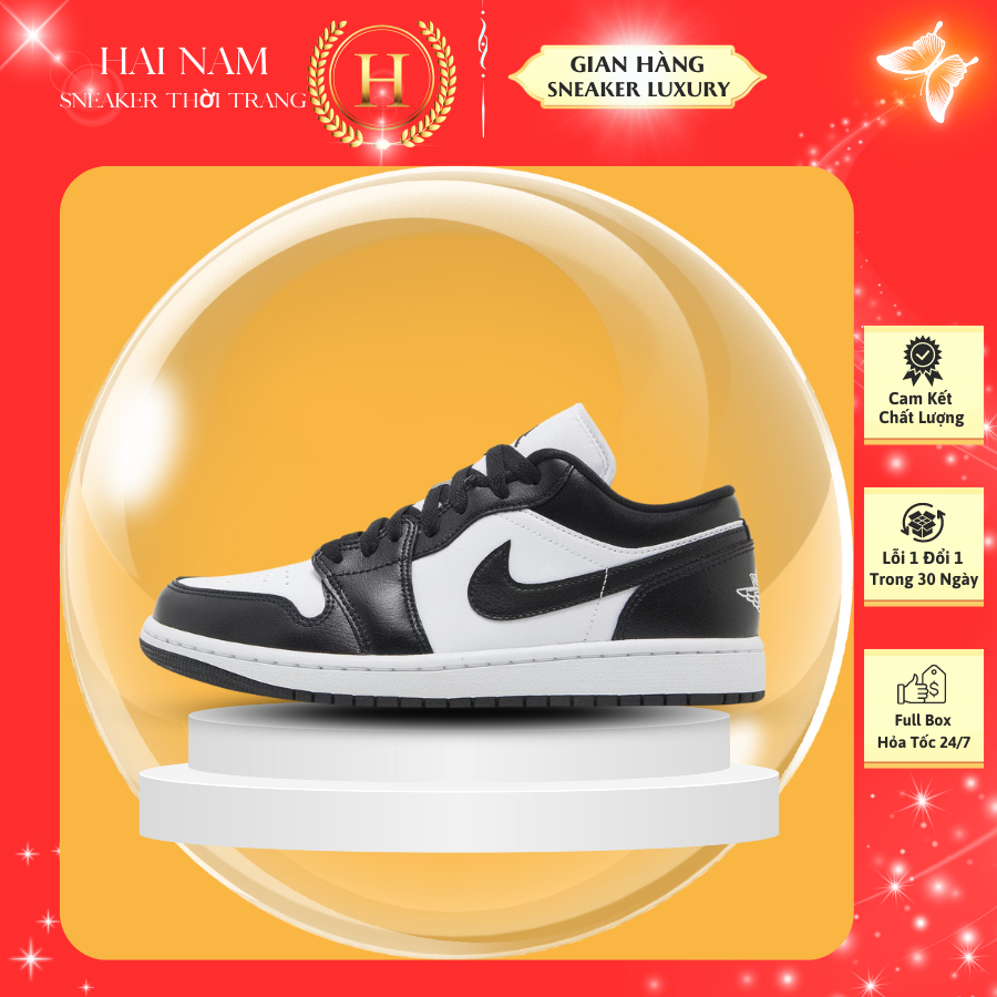 [ Genuine ] Air Jordan 1 Low Black White Shoes (jd1 Low cut Panda Black ...