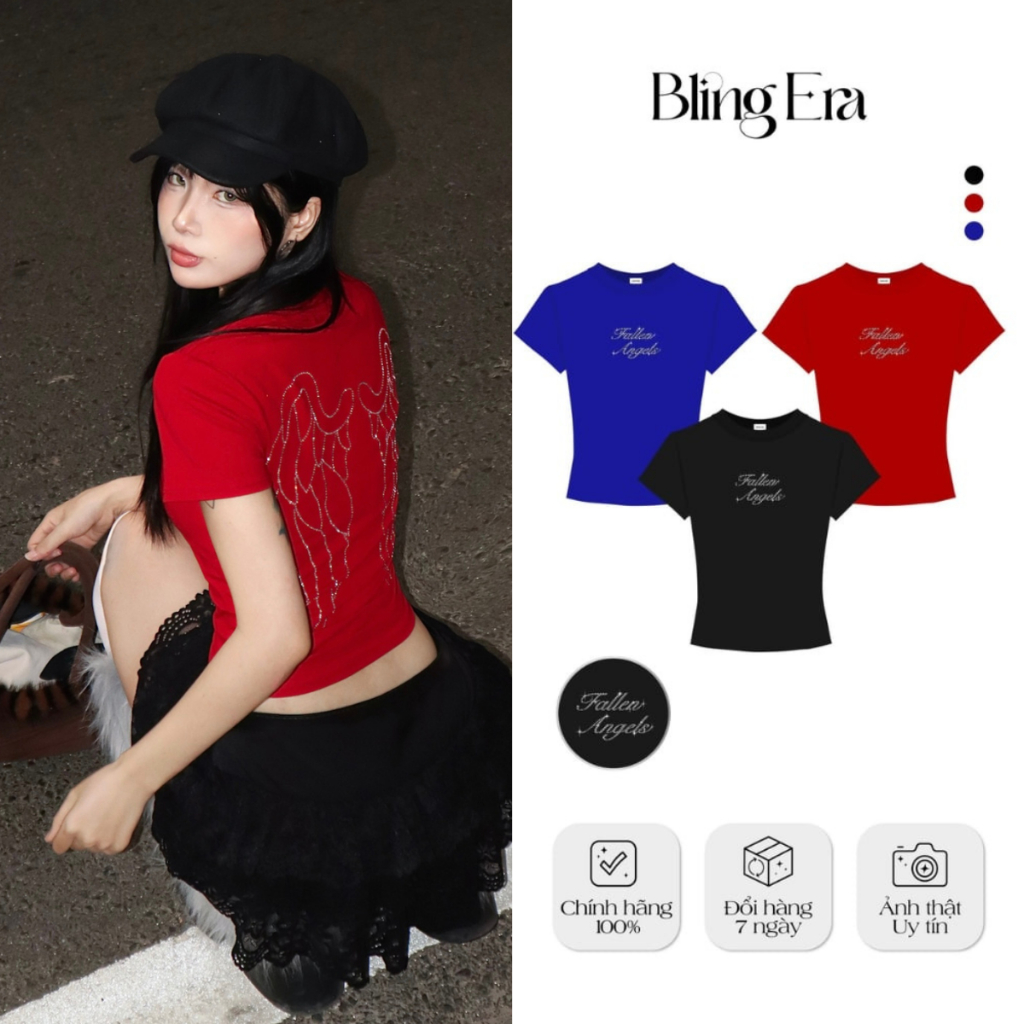 Genuine BLING ERA SLIM FORM BABY TEE WITH FALLEN ANGEL STONE IN STRETCH ...
