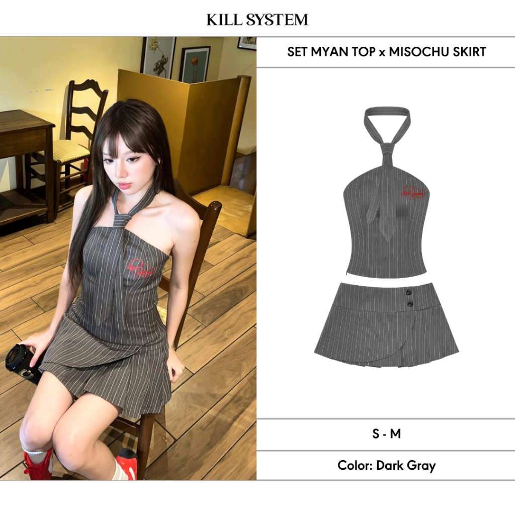 Set bustier top with free Myan tie + Misochu pleated mini skirt ...
