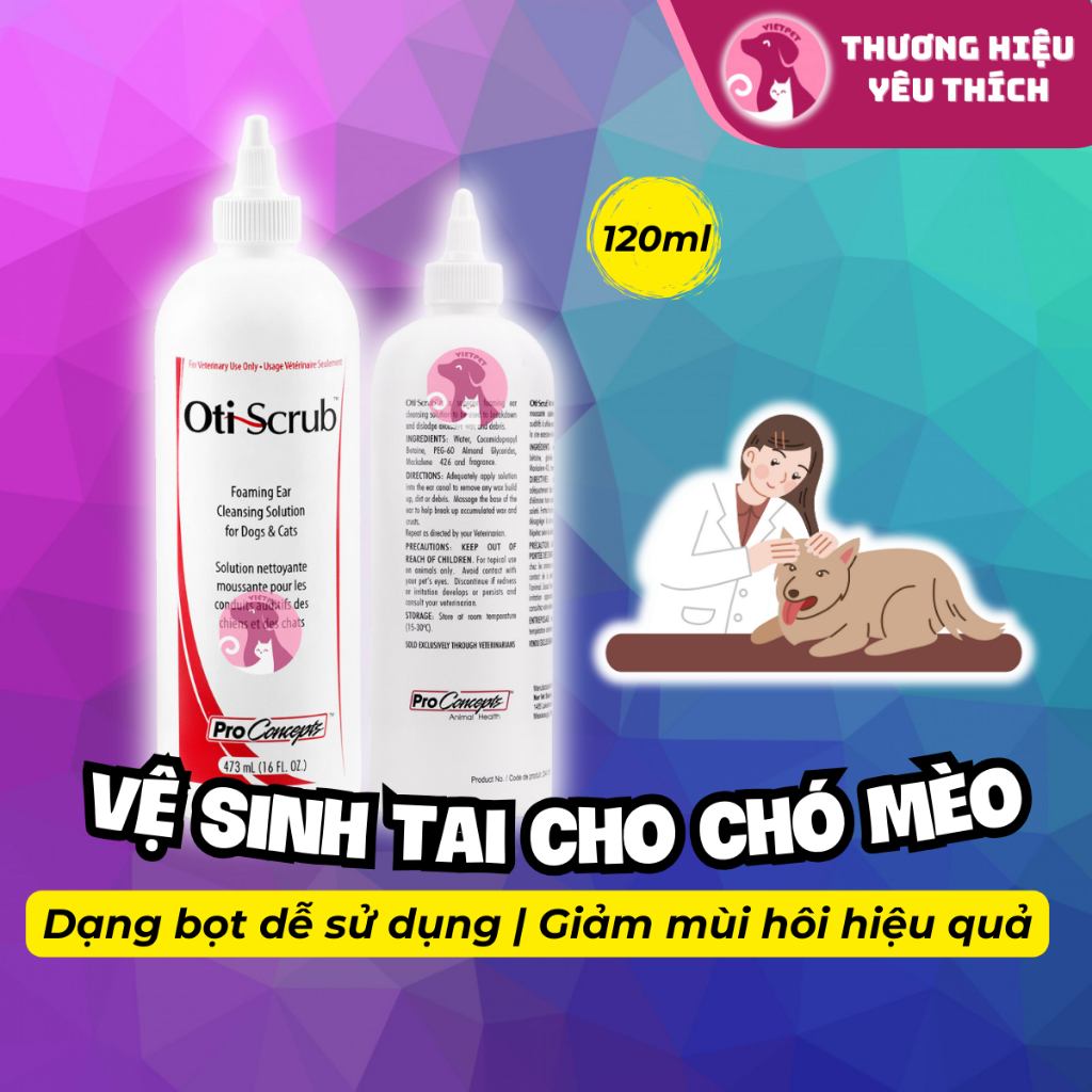 Oti SCRUB Antibacterial Ear Cleaner/Water for Dogs and Cats - Super ...