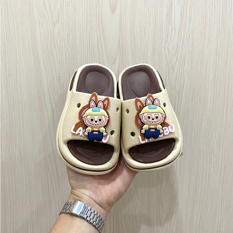 Cute LABUBU cross-strap sandals for boys and girls with soft soles for ...