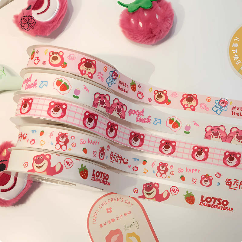 Odd 3m Strawberry Bear Ribbon for Flower Bouquets, Gift Wrapping, Bow ...