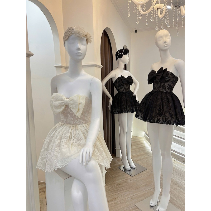 Super pretty princess bustier dress with bow and gloves | Shopee ...