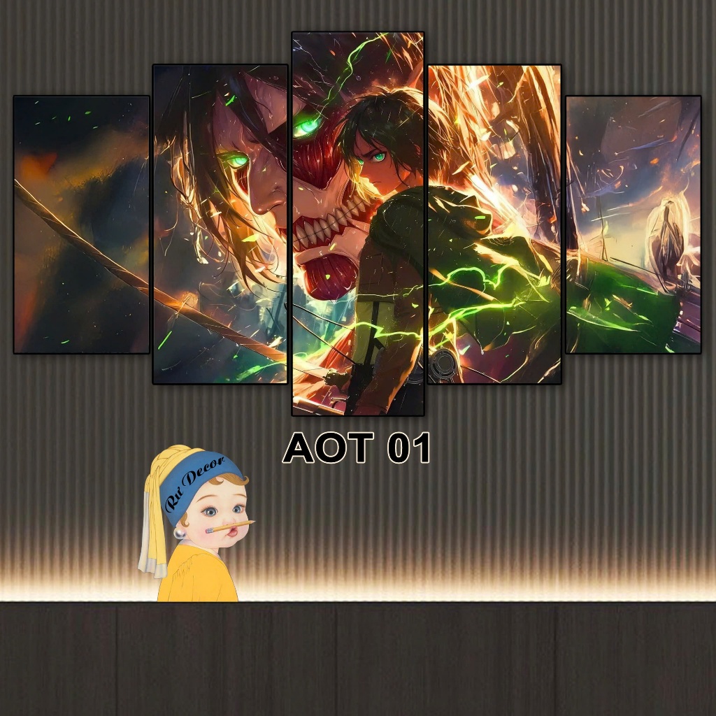 Actack On Titan AOT Painting 5 Panels Fomex 5mm Plastic Laminate Wall ...