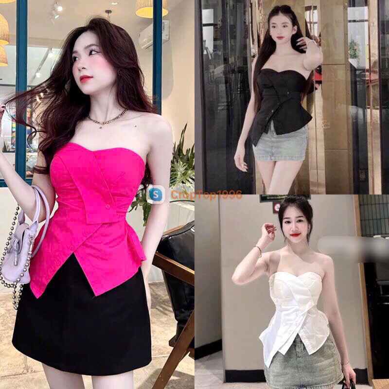 Lady-style bustier top with LIFTING PADDING - Chic Korean button-down ...