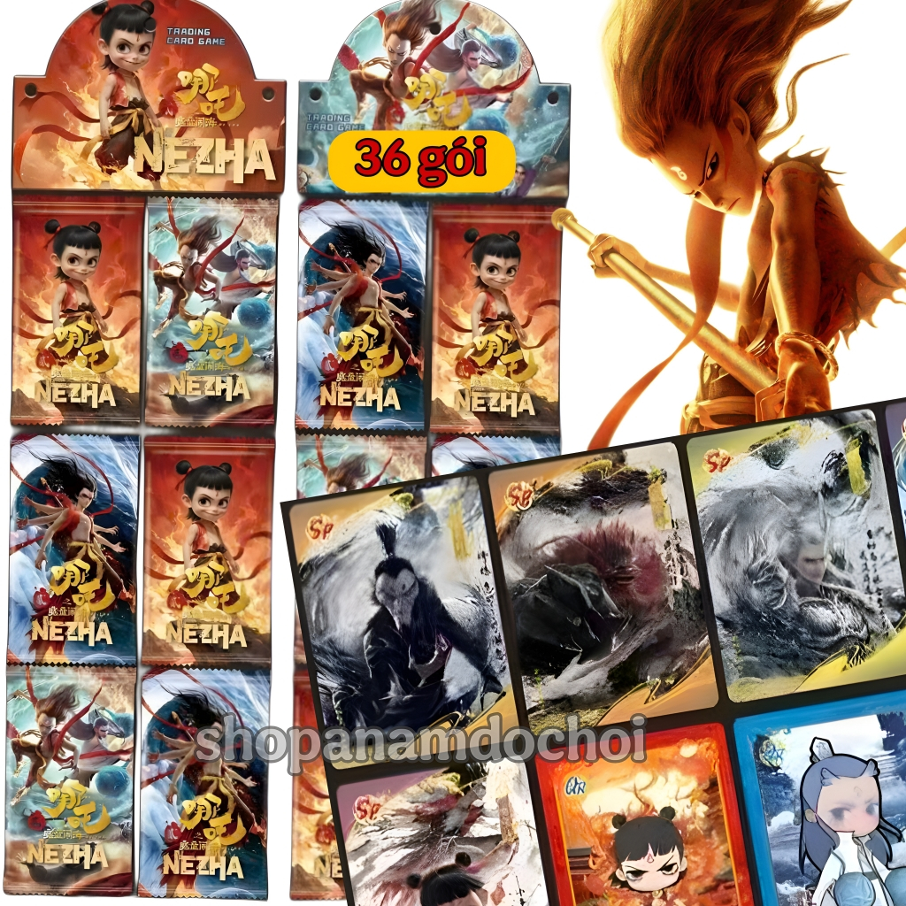 String of 36 packs of natra Slingshoto hai cards, new ne zha cards, na ...