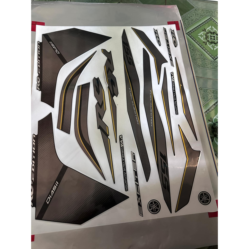 Removable sticker candy EXCITER 155 gray with yellow thread RC black ...