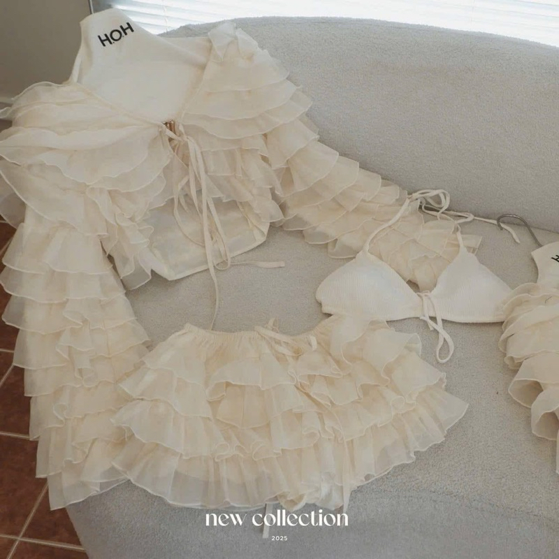 Multi-layer NUDE VOLUME CROP SET + CROP BRA WITH BIRDS + LEVEL-LOADED ...