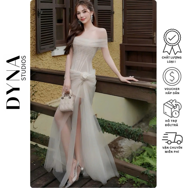 Chau HY strapless off-the-shoulder mesh dress with flower-embellished ...