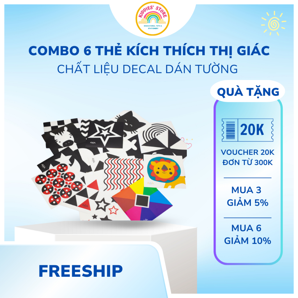 Set of 6 visual stimulation wall stickers for newborn Lalala Baby helps ...