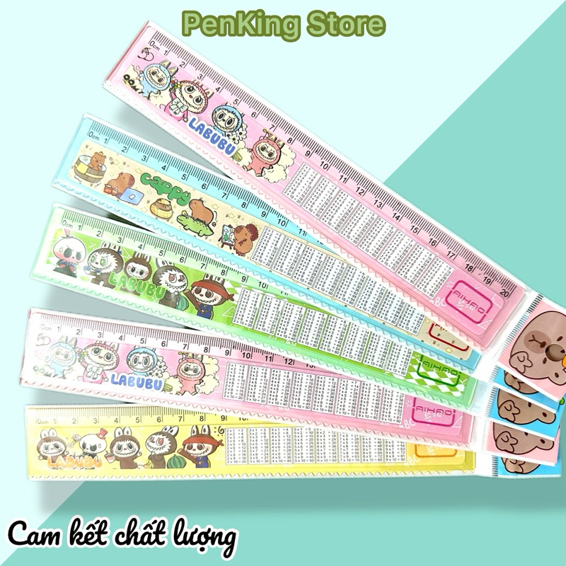 Labubu pattern 20cm ruler with beautiful, sharp multiplication table ...