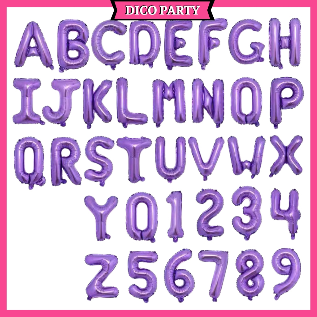 Purple letter balloons with names, SMALL size - 40cm for birthday ...