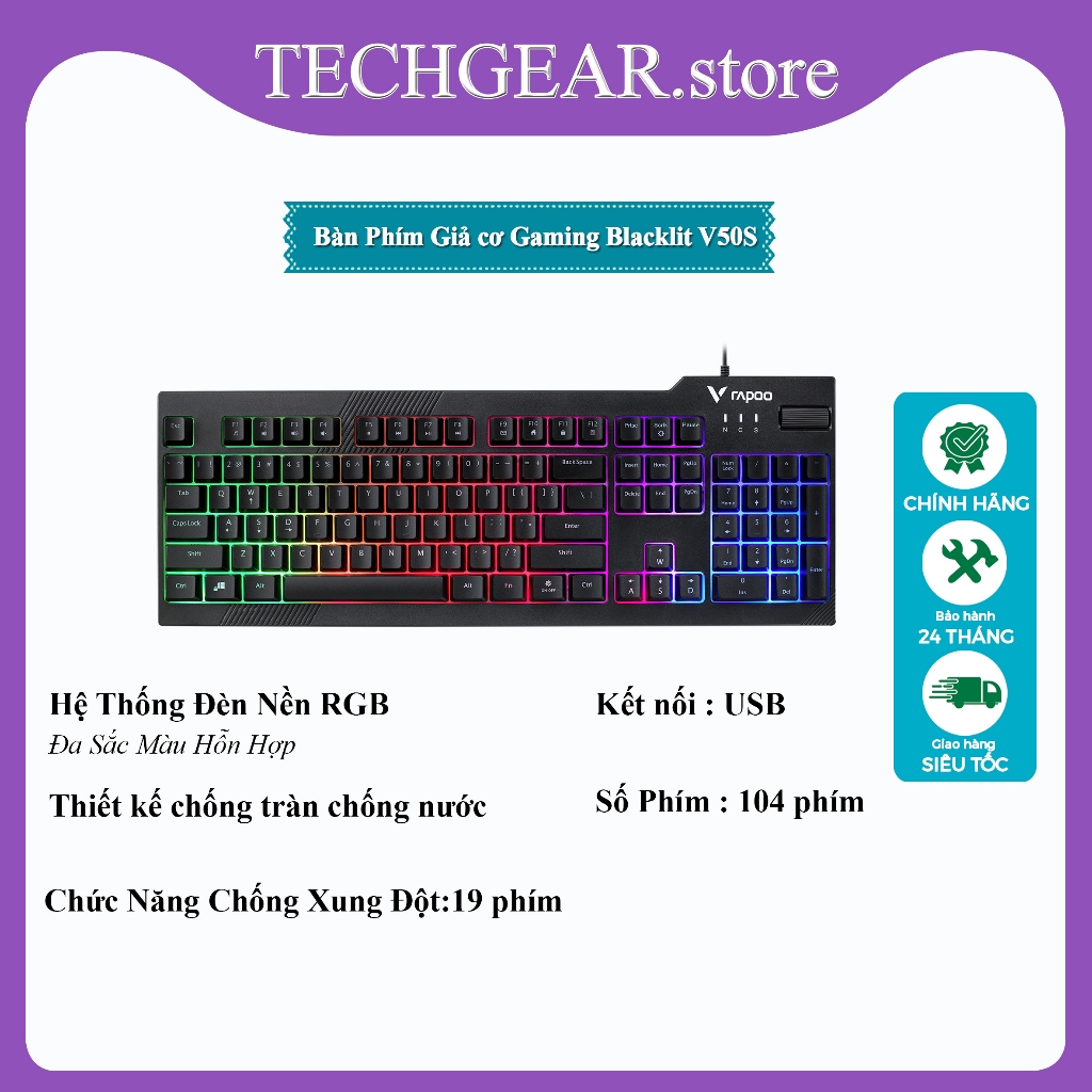 RAPOO V50S Blacklit Mechanical Gaming Keyboard | Genuine 24 Month Renewal Warranty | Shopee ...