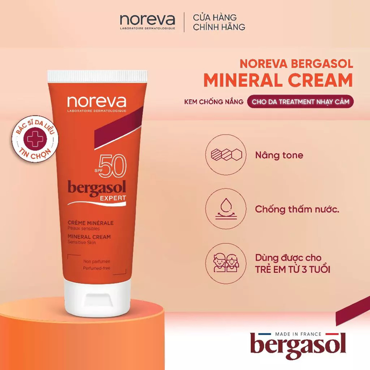 Sunscreen for Sensitive Skin Treatment Noreva Bergasol Mineral Cream ...