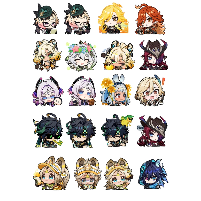 Sticker genshin impact kinich Chasca Mualani chiori citlali mavika ...