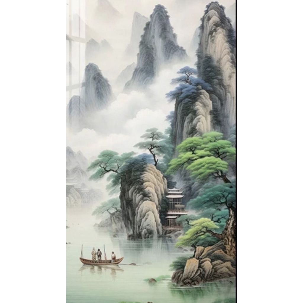 Lovely Son Thuy 3D Silk Painting, Door Painting, Vertical Divider ...