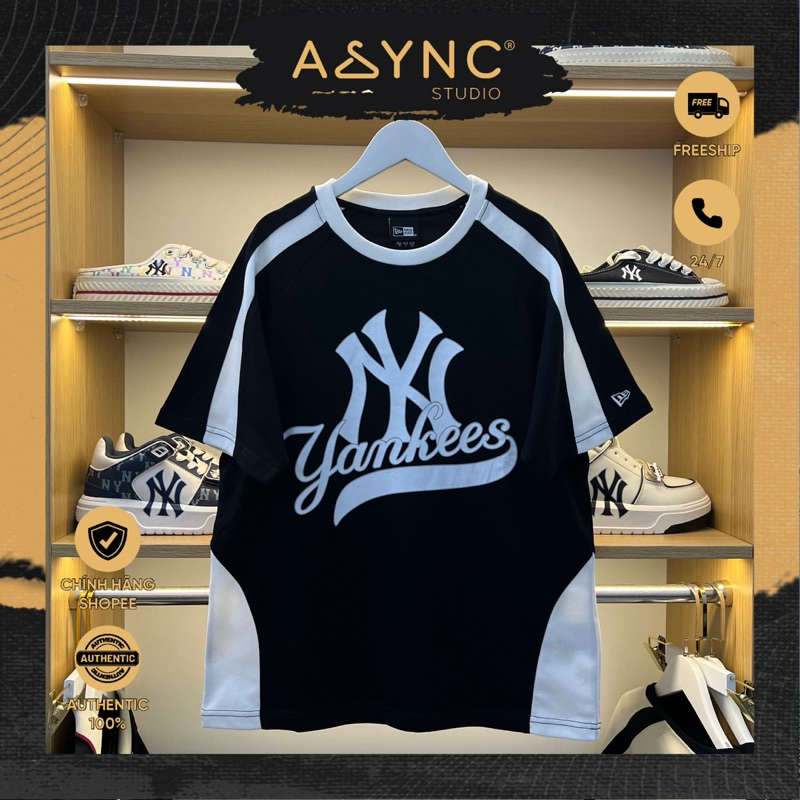 (Auth) New Era x MIb NY Yankees Raglan T-Shirt Black White Striped ...