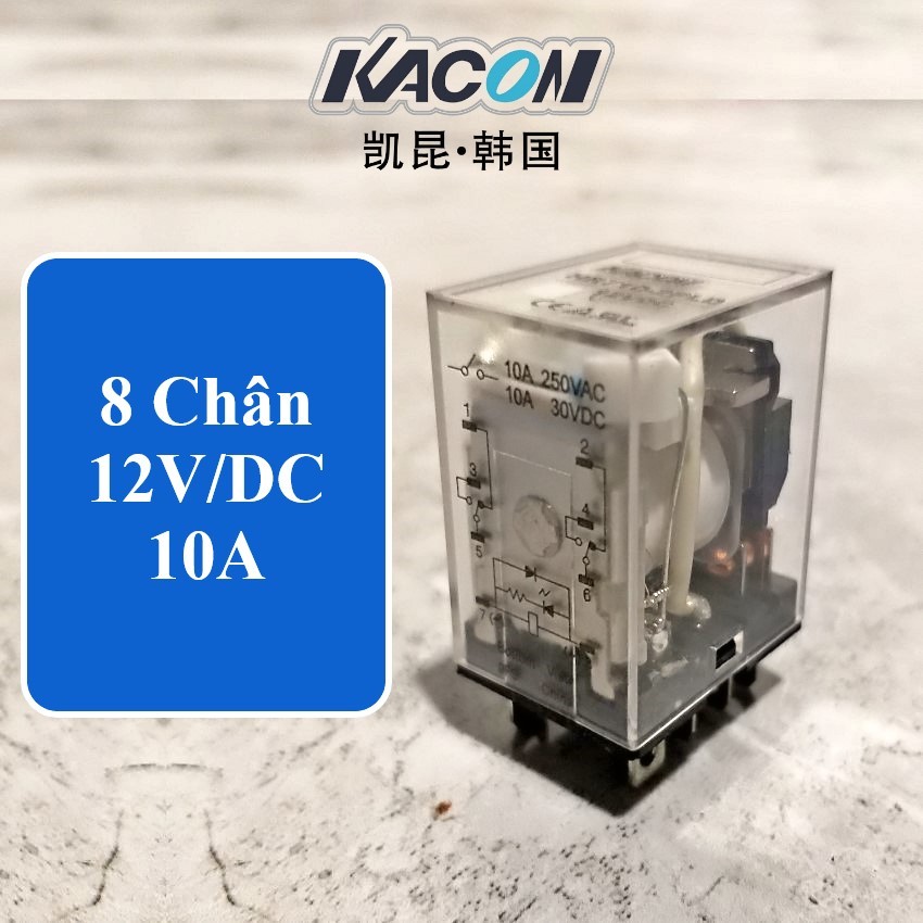 8-pin intermediate relay 12V/DC 10A DPDT, electromechanical relay HR710 ...