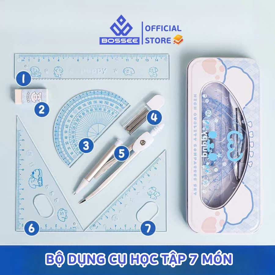 Eke Compa Ruler Set Tin Box, 7 Piece School Supplies Set with Capybara ...