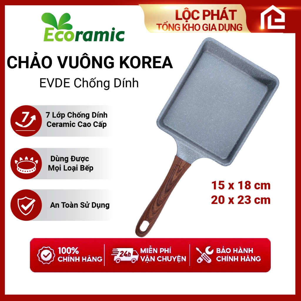 Ecoramic Non-Stick Egg Cast Square Pan with Stone Pattern Size: 15x18 ...