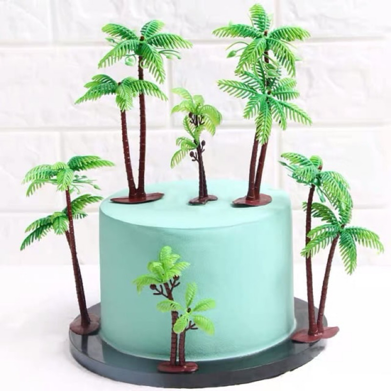 Combo of 10 small plastic coconut trees for cake decoration - birthday ...