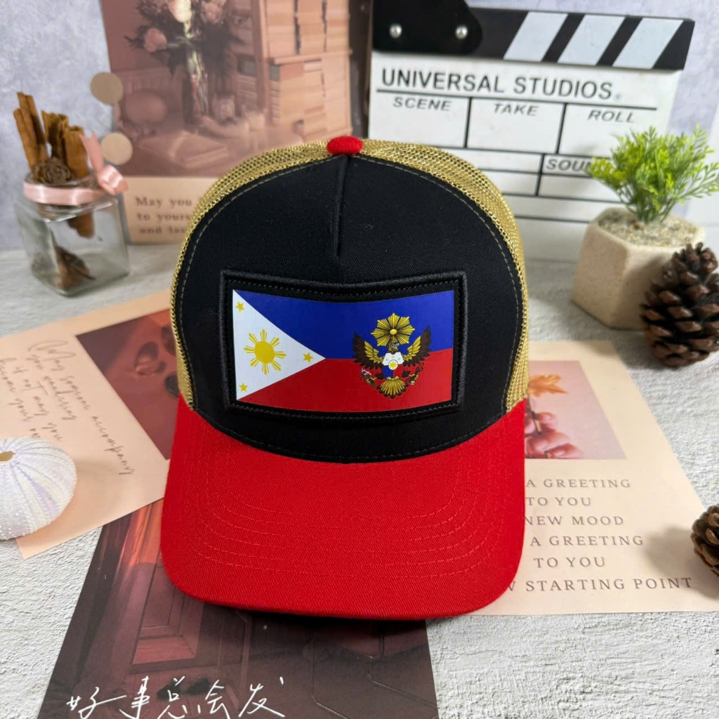 Philippine Flag hats and caps, khaki fabric and mesh, standard fashion ...