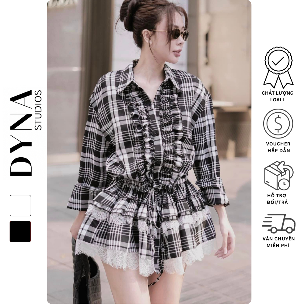 Bageo shirt collar one-piece dress with ruffles and layered legs with ...