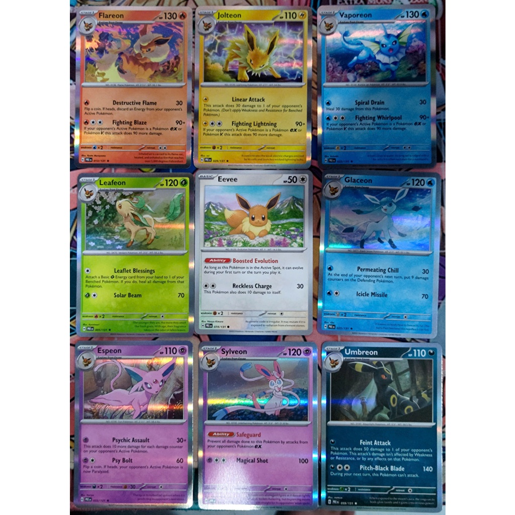 [KW2 Pokemon] [EN] Combo of 9 Pokemon Cards Eevee Vaporeon Jolteon ...