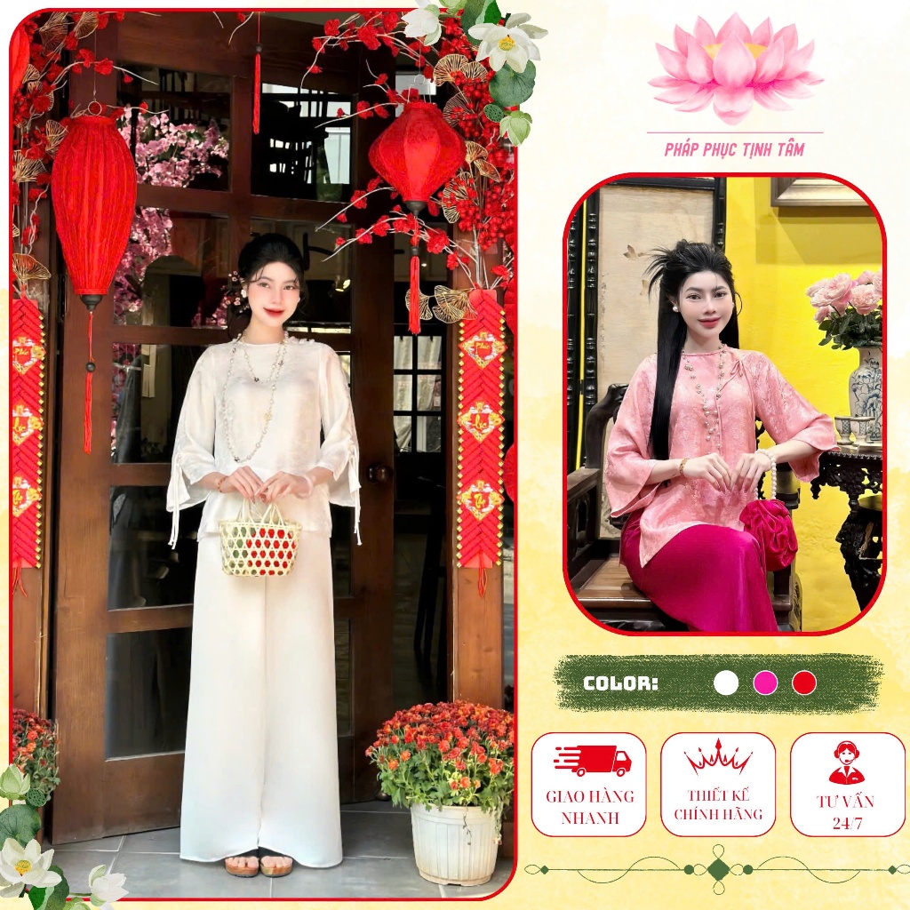Tinh Tam Dharma dress, brocade temple outfit with luxurious and elegant ...