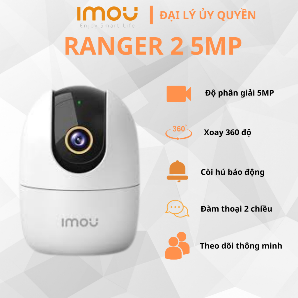 Indoor WIFI Camera with 360 rotation, 2-way conversation IMOU RANGER 2 A52P 5MP genuine | Shopee ...