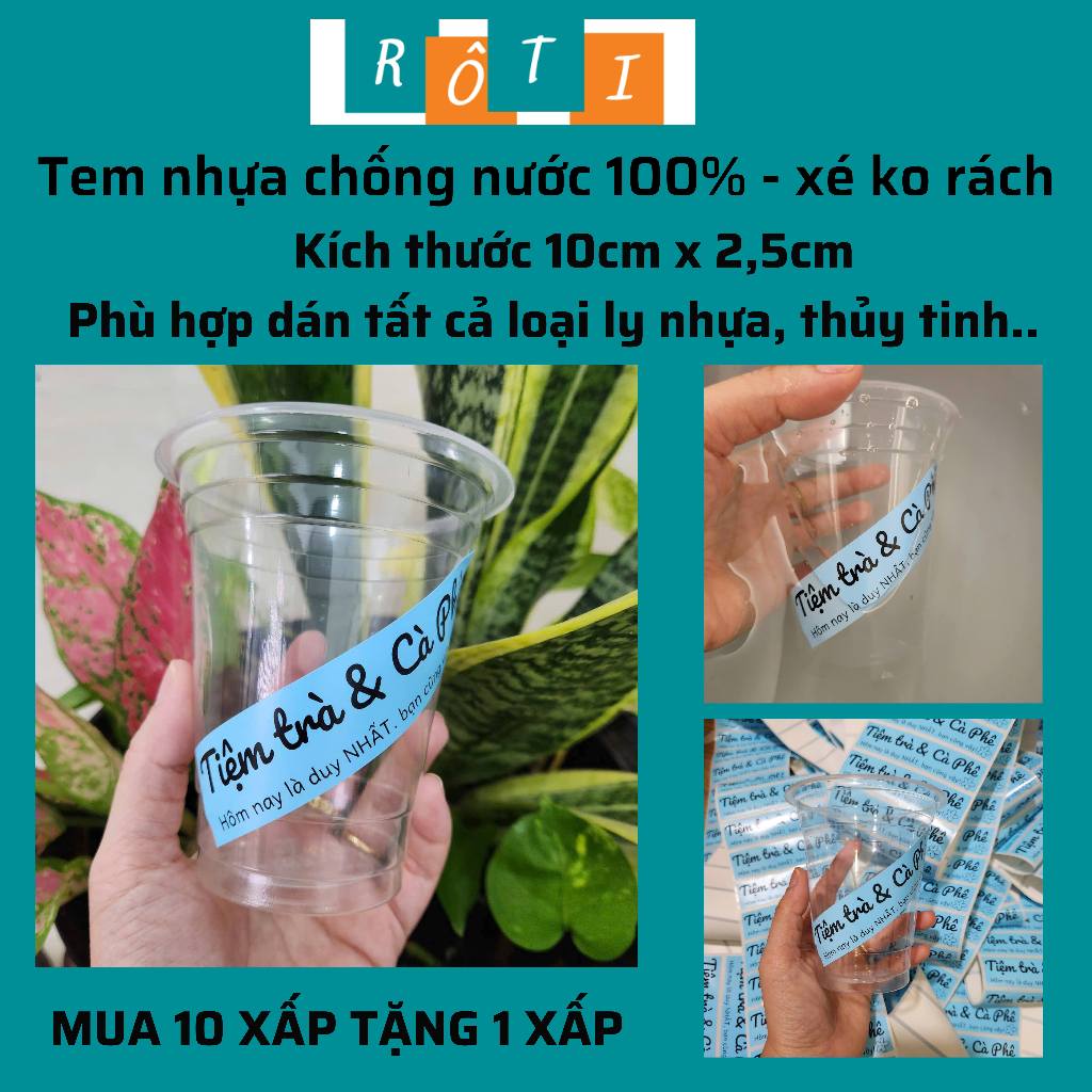 50 100% waterproof plastic coffee and tea cup stickers, tear-free ...