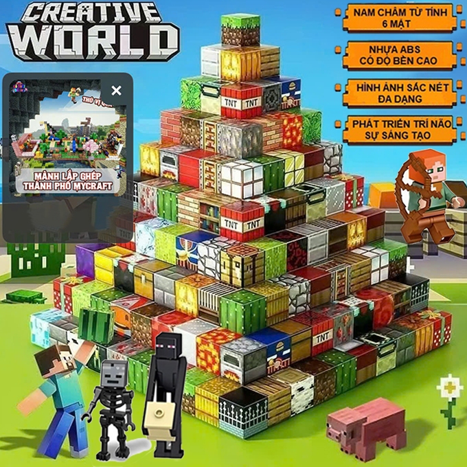 Mycraft 2x2cm Magnetic Block Assembly Model Assemble Construction of ...