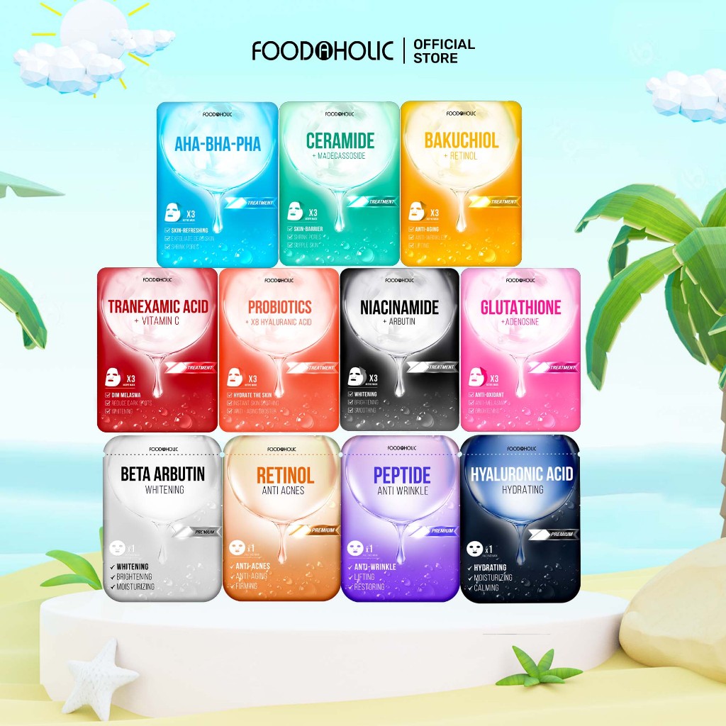 Combo of 10 Foodaholic Masks to Support Moisturizing and Whitening for ...