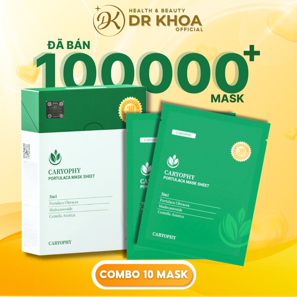 Combo of 10 Caryophy Portulaca Mask Sheets to Reduce Acne, Dark Spots ...