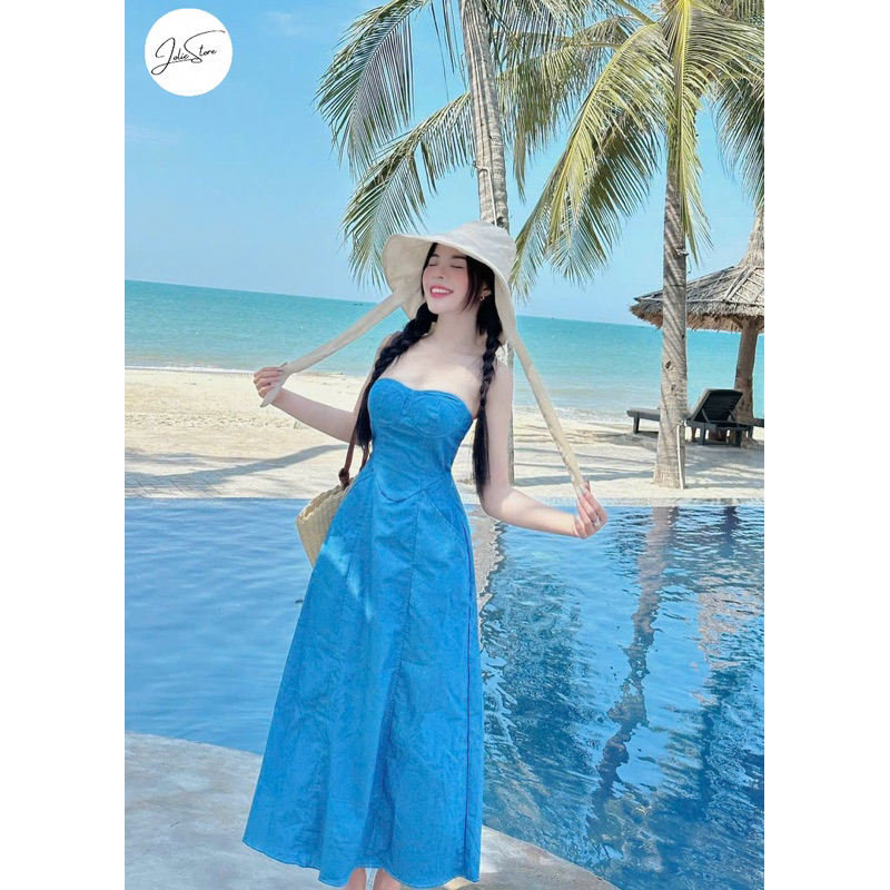 V-waist denim midi dress -Jolie Store | Shopee Philippines