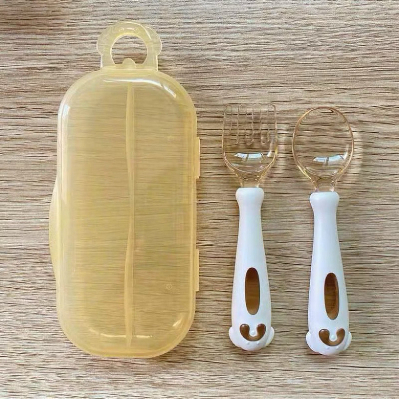360 degree rotating spoon and fork set for babies learning to eat solid ...