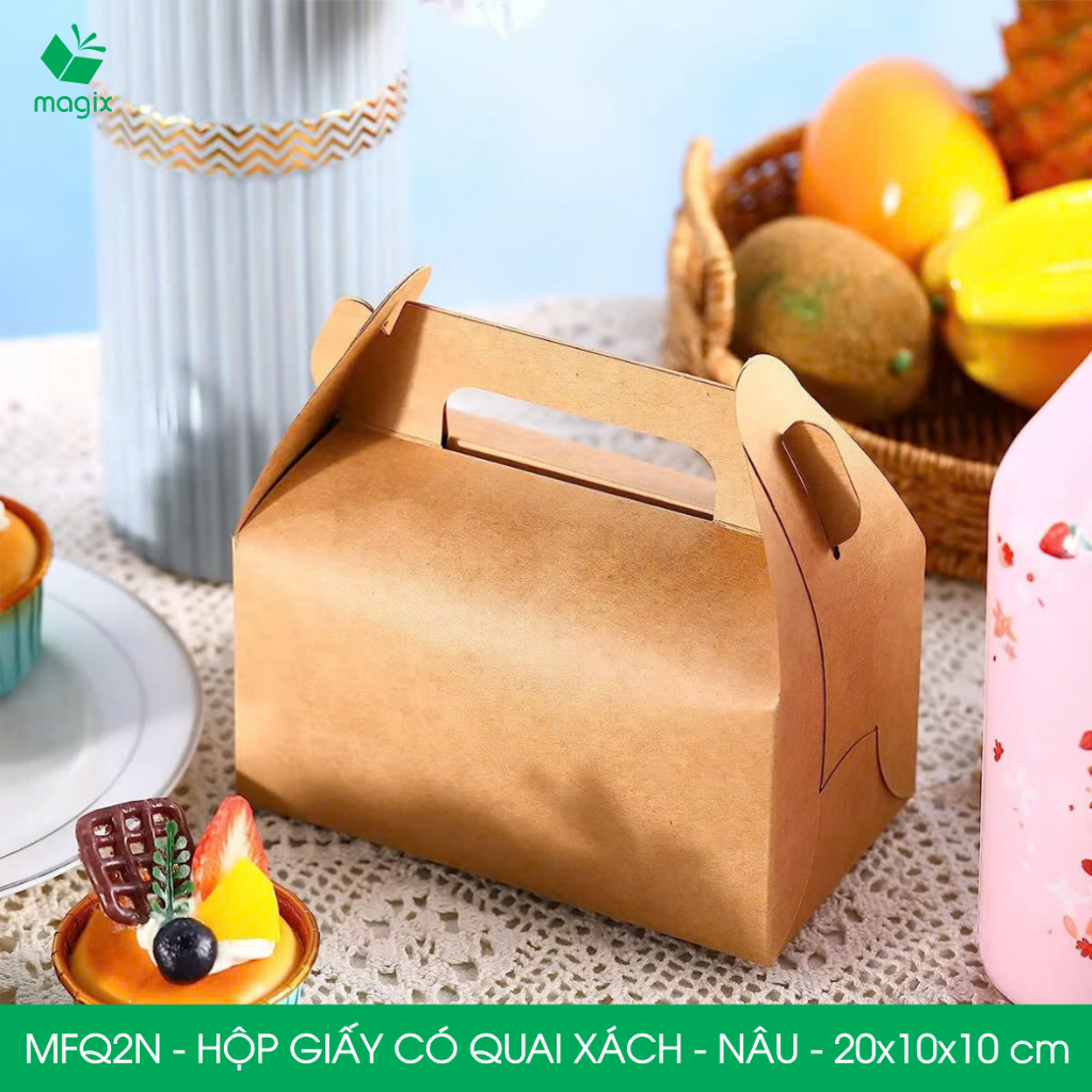 Mfq2n - 20x10x10 cm - 20 kraft paper boxes with handles - Cake boxes ...