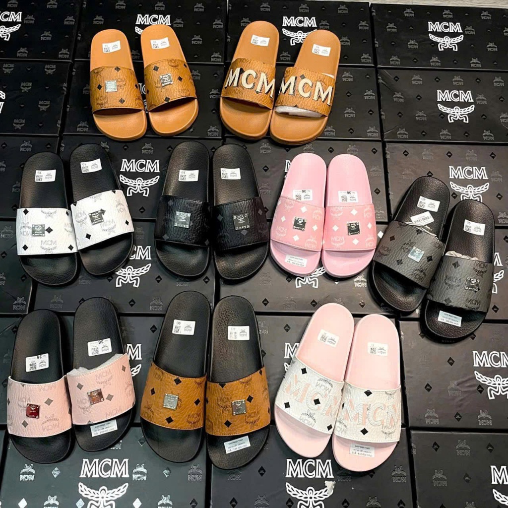 MCM Men's and Women's Sandals White Cross Straps with Metal Logo Tag ...